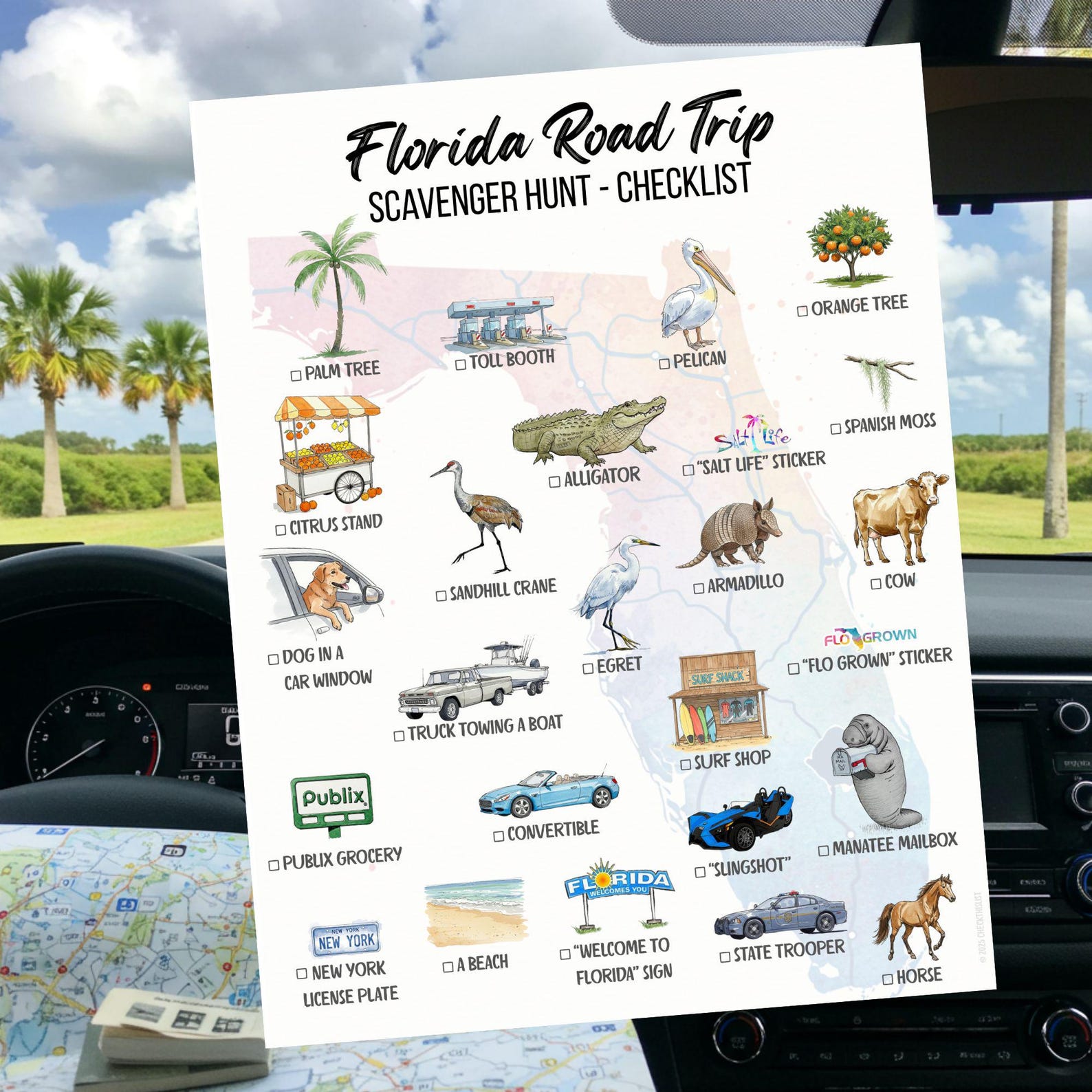 Printable Florida Road Trip Checklist | Activity for Kids or Adults ...