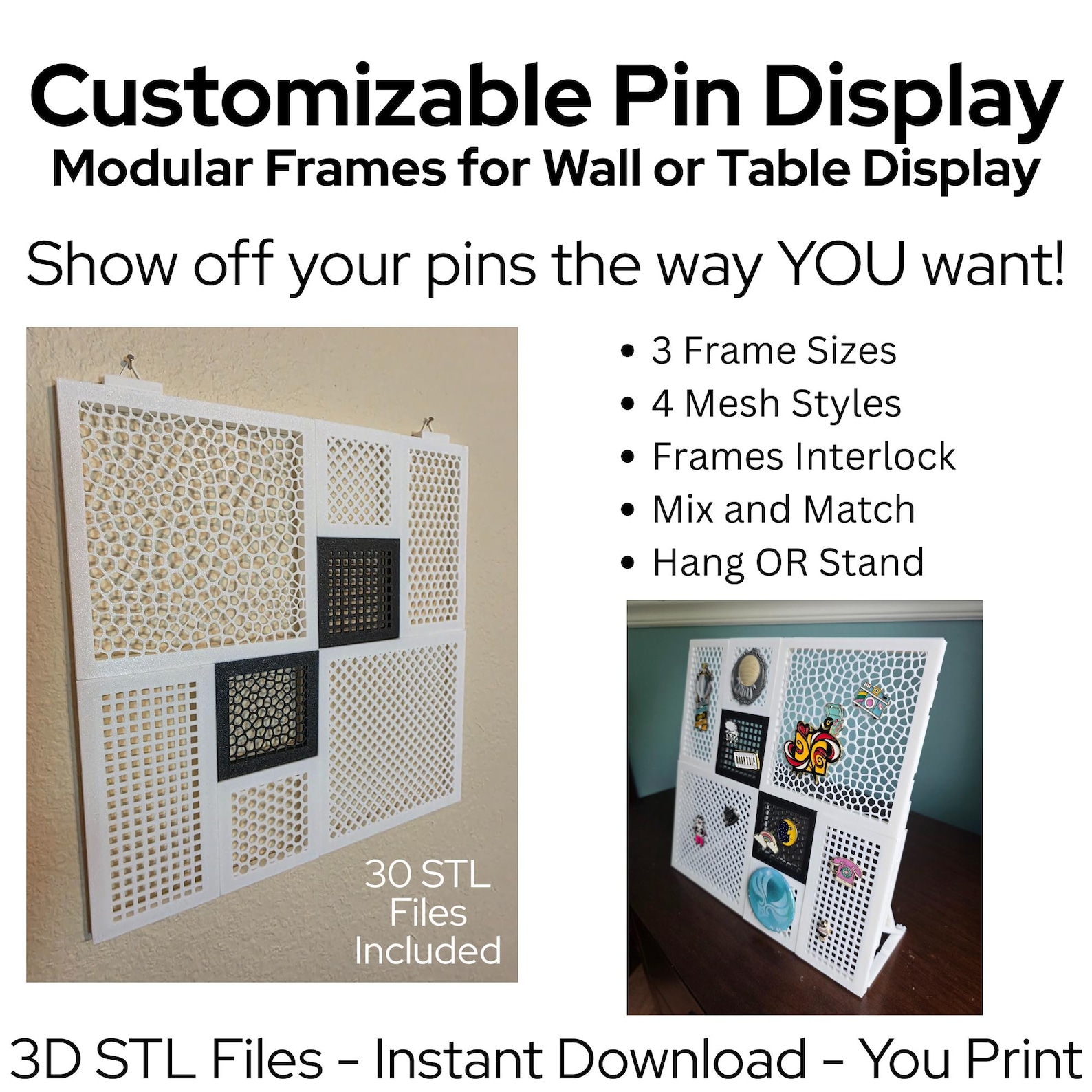 Modular Enamel Pin Display STL Files: Customizable 3d-printed Frames - Etsy