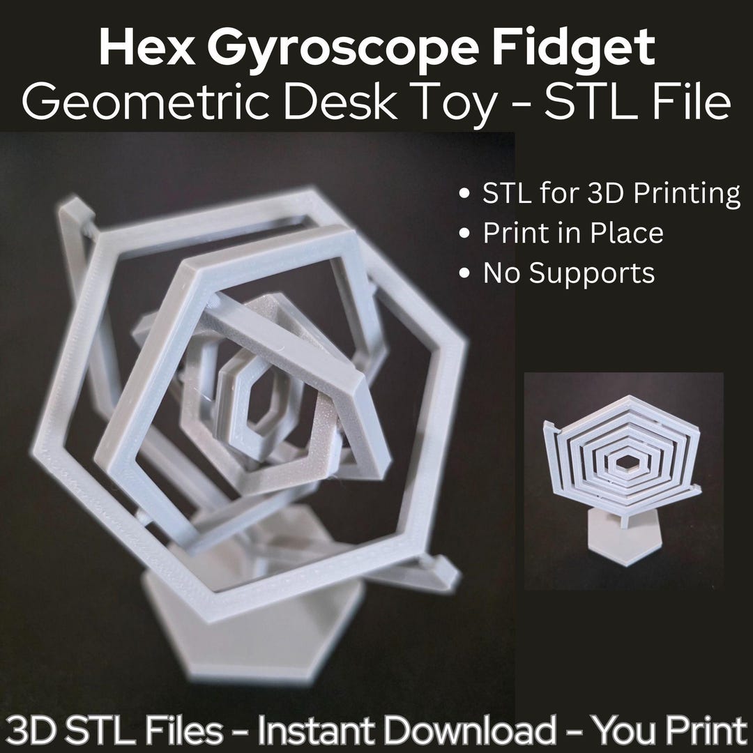 Hexagon Gyroscope Fidget Toy STL – 3D Print-in-place File - Etsy