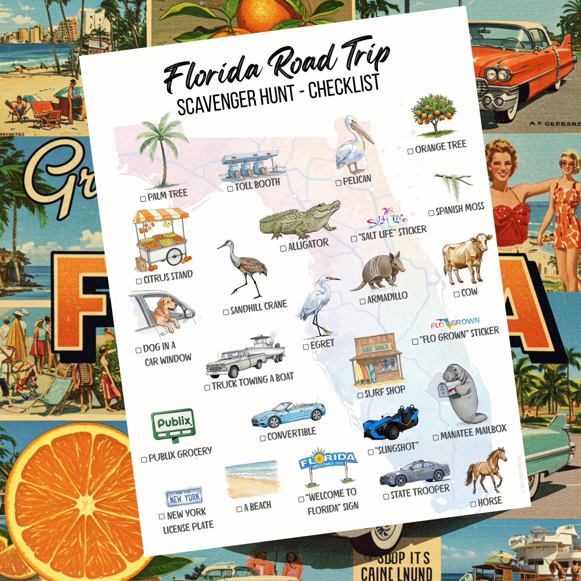 Printable Florida Road Trip Checklist | Activity for Kids or Adults ...