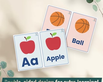 Alphabet Flashcards Preschool Laminated Flashcards Kids ABC Picture ...