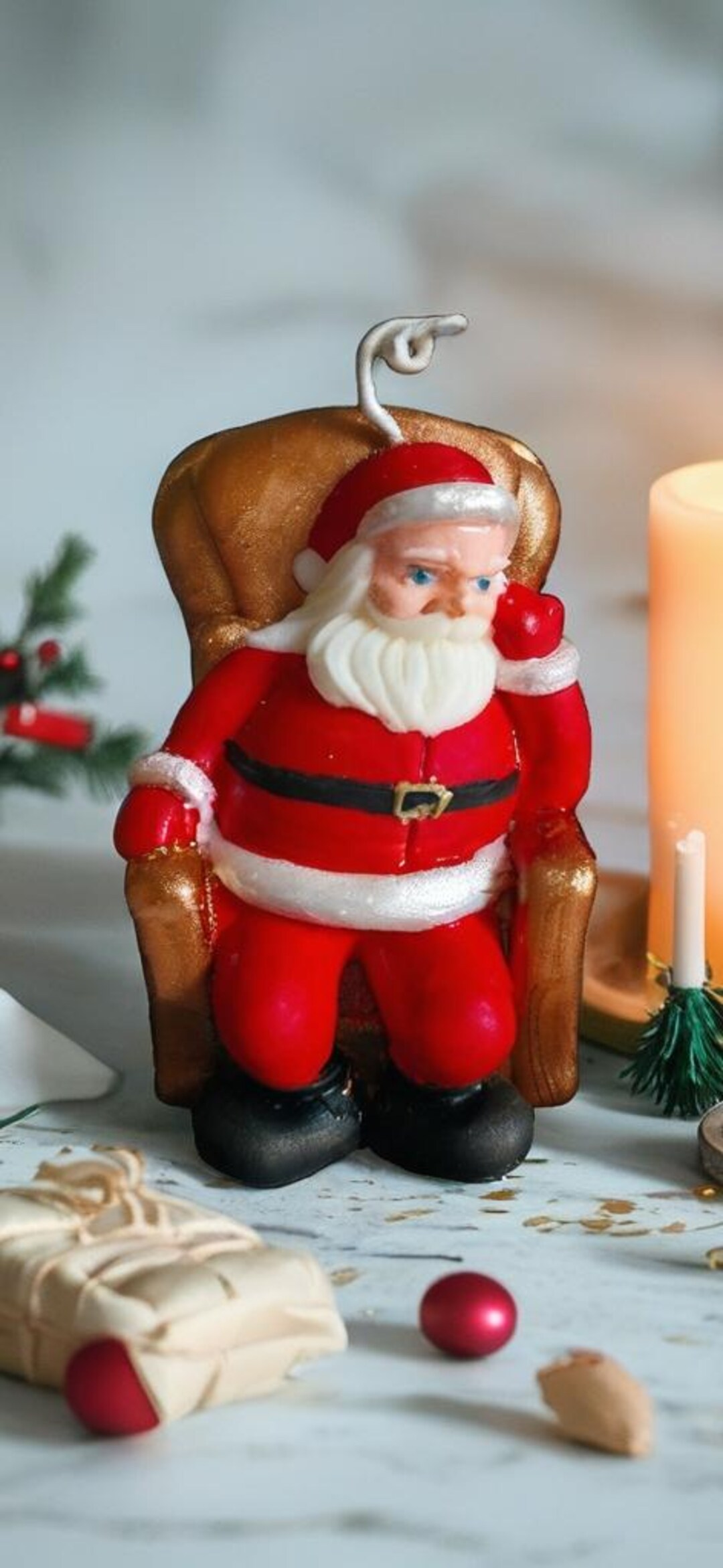 Santa Claus in an Armchair Made of Organic Doja Wax | Hand-painted ...