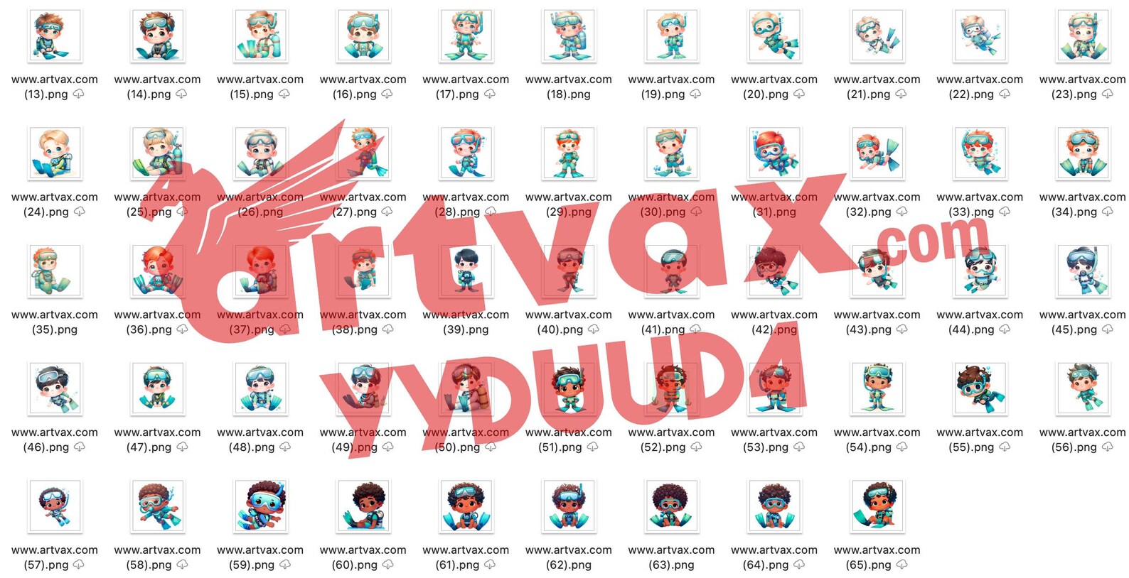 Scuba Diver Boy PNG Bundle | Cute Underwater Adventure Clipart ...