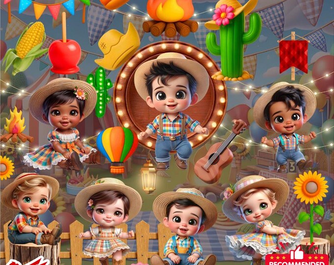 Festa Junina Digital Clip Art Set. Graphic Elements and Cute ...