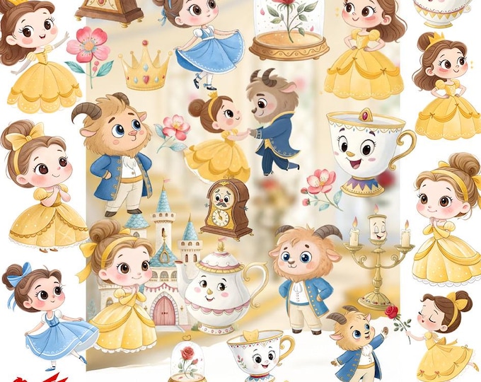 Princess and the Beast Clipart Instant Download PNG File - 300 Dpi ...