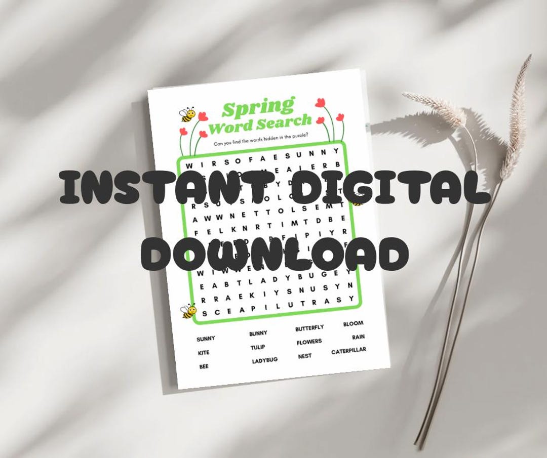 Digital Spring Wordsearch - Etsy