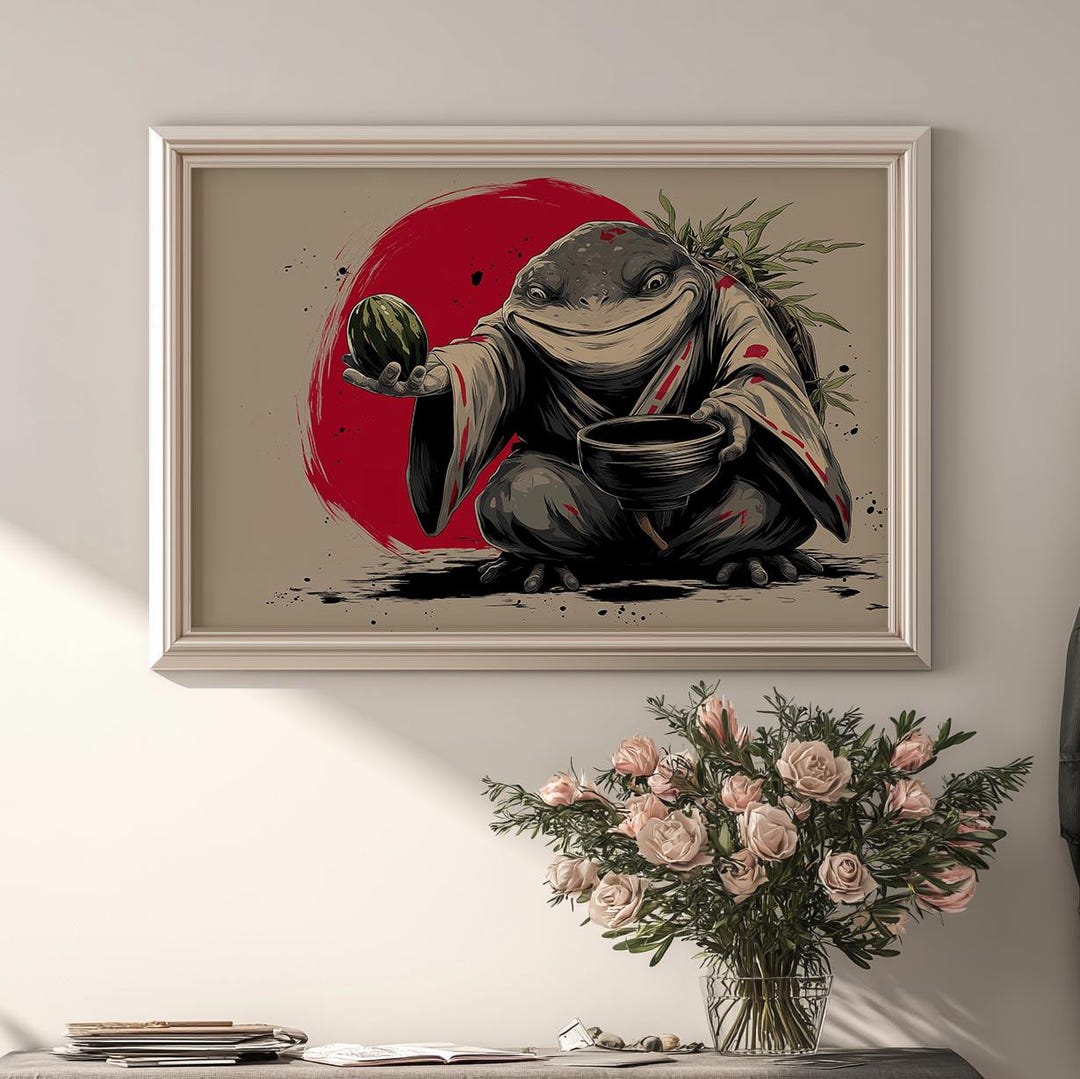 Kappa Art Print, Japan Folklore Poster, Charming Ink Illustration - Etsy