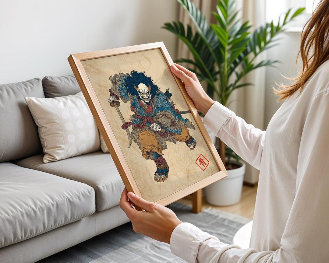 Ukiyo-e Style Japanese Artwork Samurai Yokai Poster, Vintage Japanese ...