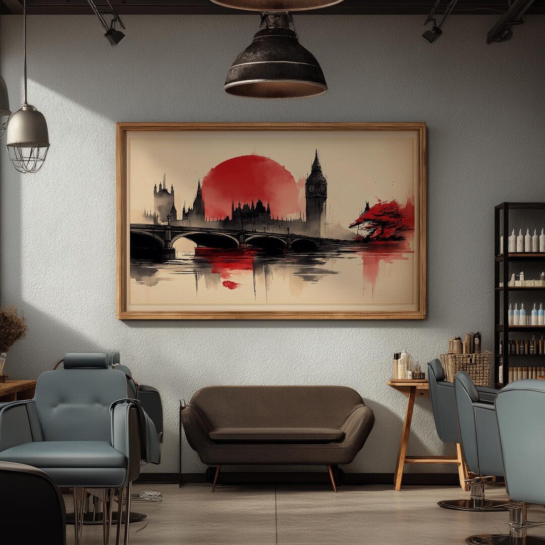 London Big Ben Art Print, Japanese Ink Wash (sunset Scene) - Etsy