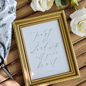 Gold Framed Scripture Print, Trust in the Lord Watercolor Art - Etsy