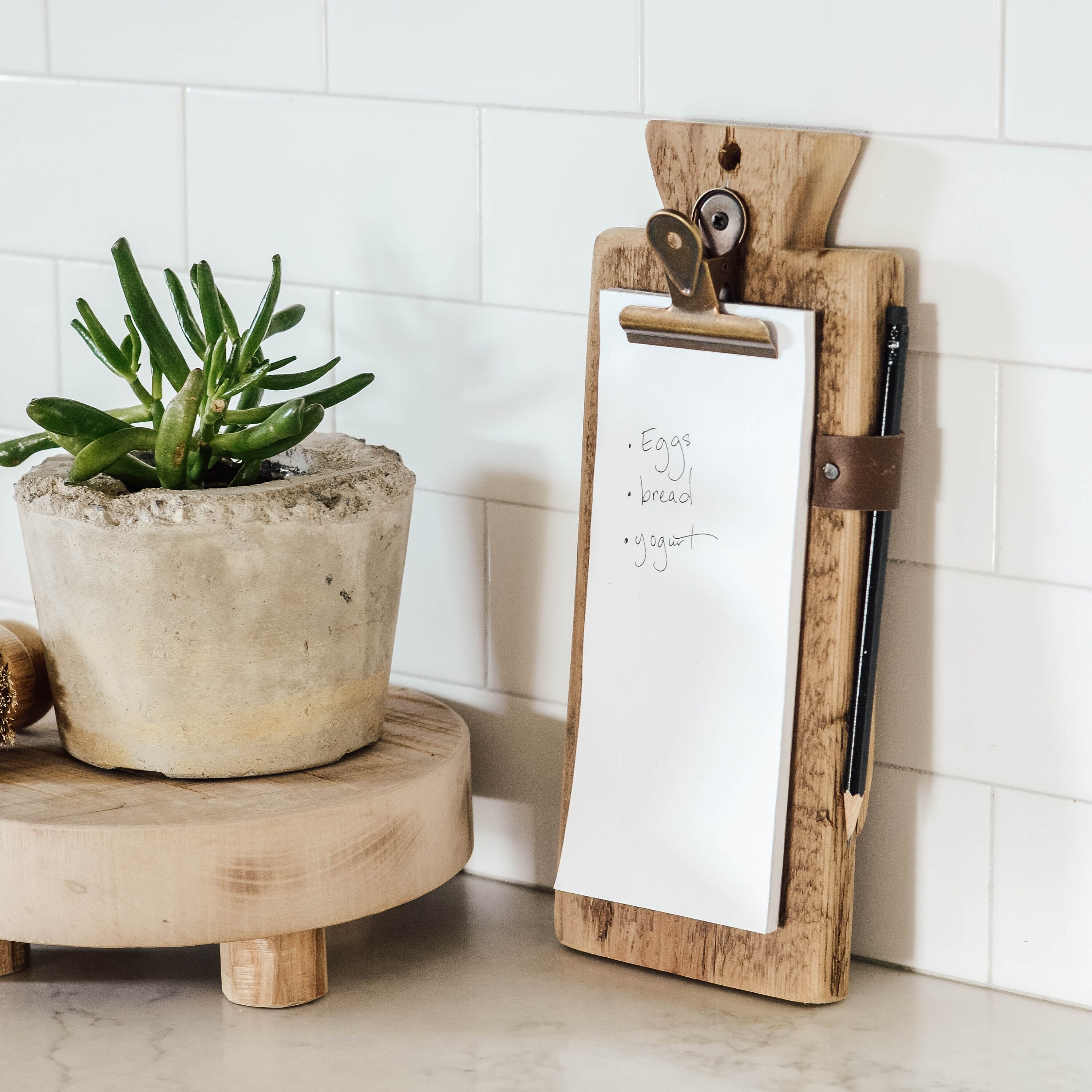 Stationery Memo Pad Clipboard Holder Hanging Stand Reclaimed Wood ...