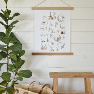 Alphabet Nursery Canvas Wall Art, Forest Animals Design, Baby Room ...