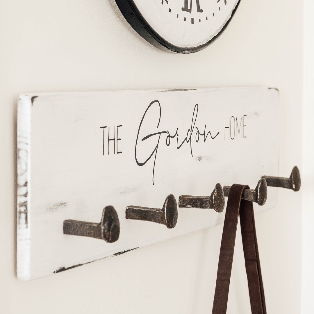 Family Name Coat Hook | Board With Hooks | Family Sign | Last Name Sign ...