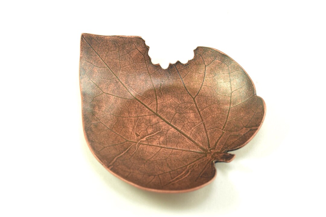 Bug Bitten Redbud Leaf Trinket Dish in Copper - Etsy