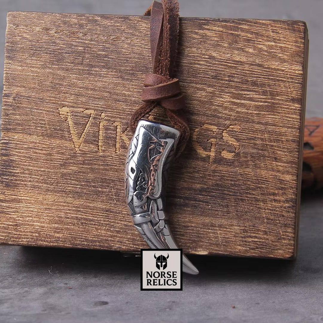 Dragon Tooth Pendant – Viking Stainless Steel Necklace With Leather ...