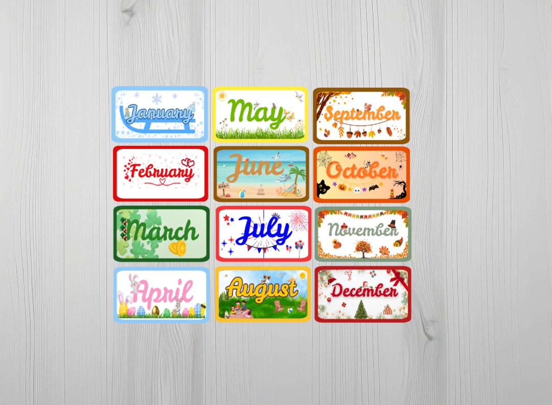 Calendar Month Magnetic Labels for Whiteboard, All 12 Months, Choice of ...