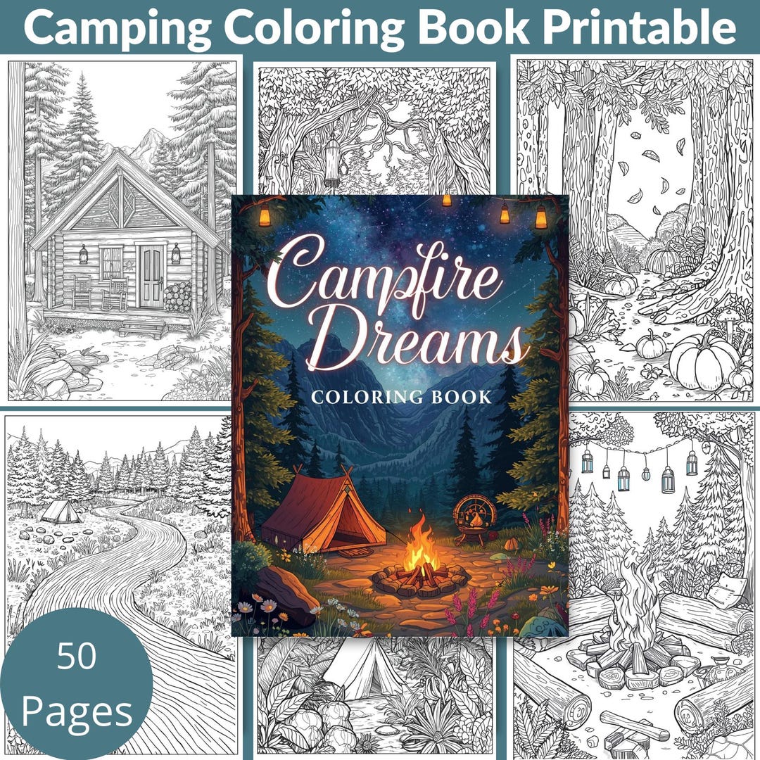 Camping Coloring Book Printable-kids Camping Activities A4 PDF Instant ...