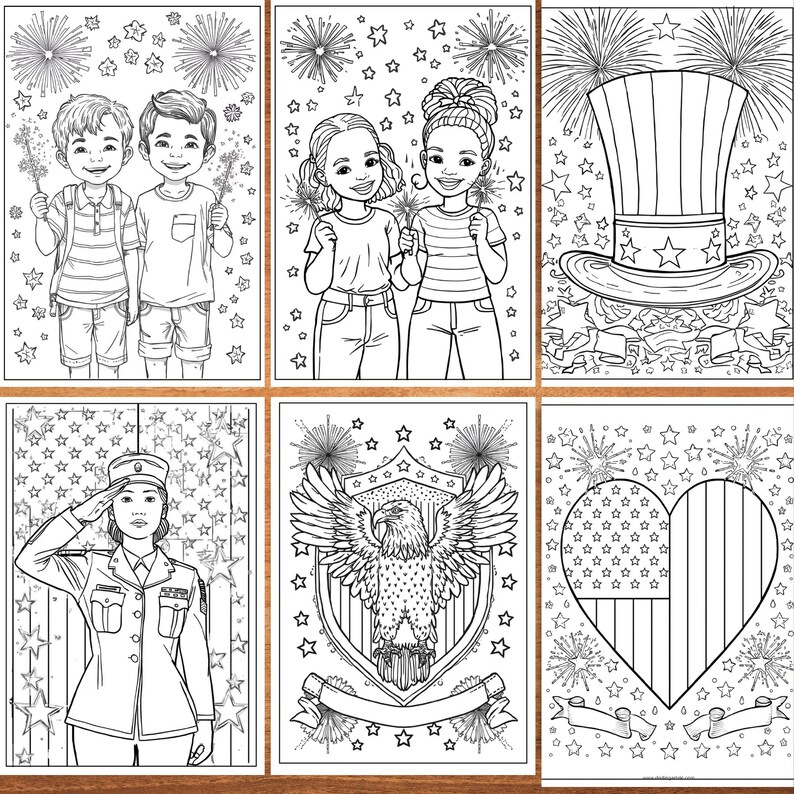 4th of July Coloring Book, 50 Patriotic Pages (PDF Download) - Etsy