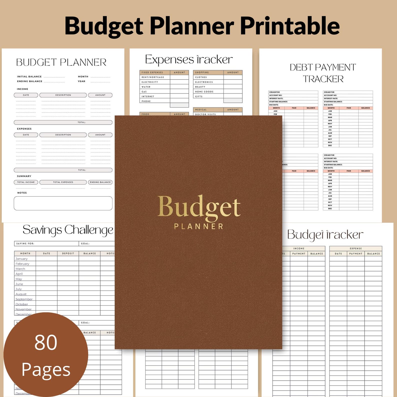 Budget Planner Printables-simple Financial Planner-expense & Savings ...