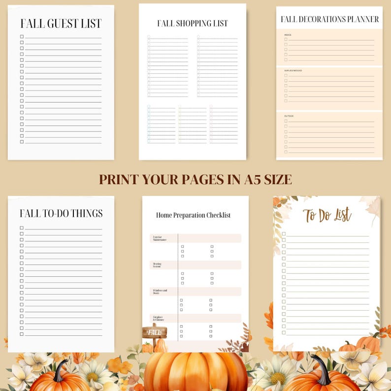 Fall Planner Printable-seasonal Daily Planner A5 Instant Download PDF ...