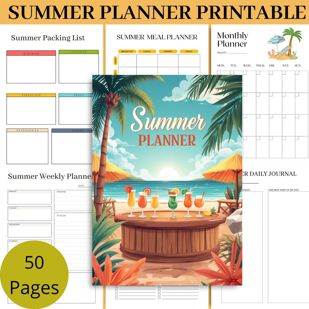 Summer Planner Printable-vacation Planner-summer Organizer A4 Pdf ...