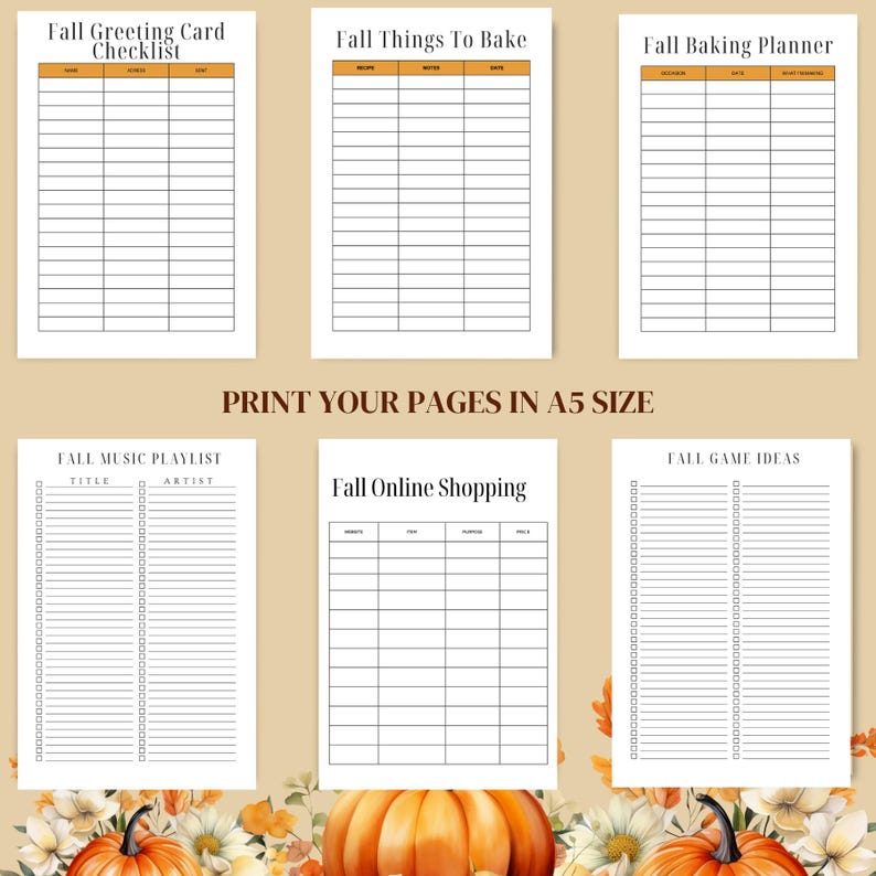 Fall Planner Printable-seasonal Daily Planner A5 Instant Download PDF ...