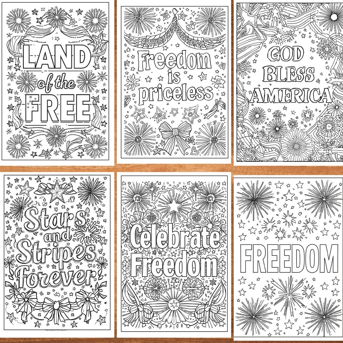 4th of July Coloring Book, 50 Patriotic Pages (PDF Download) - Etsy