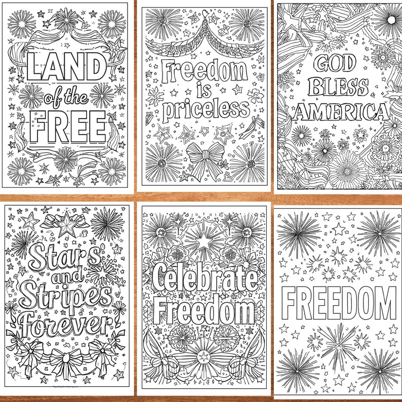4th of July Coloring Book, 50 Patriotic Pages (PDF Download) - Etsy