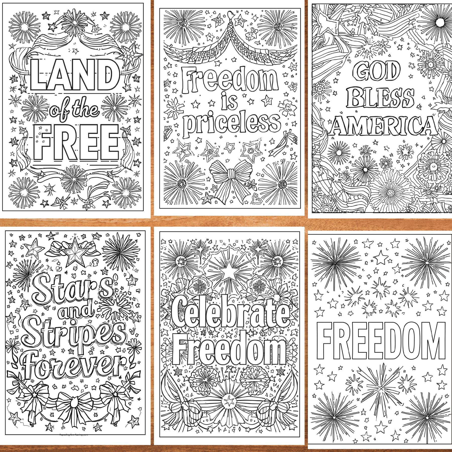 4th of July Coloring Book, 50 Patriotic Pages (PDF Download) - Etsy