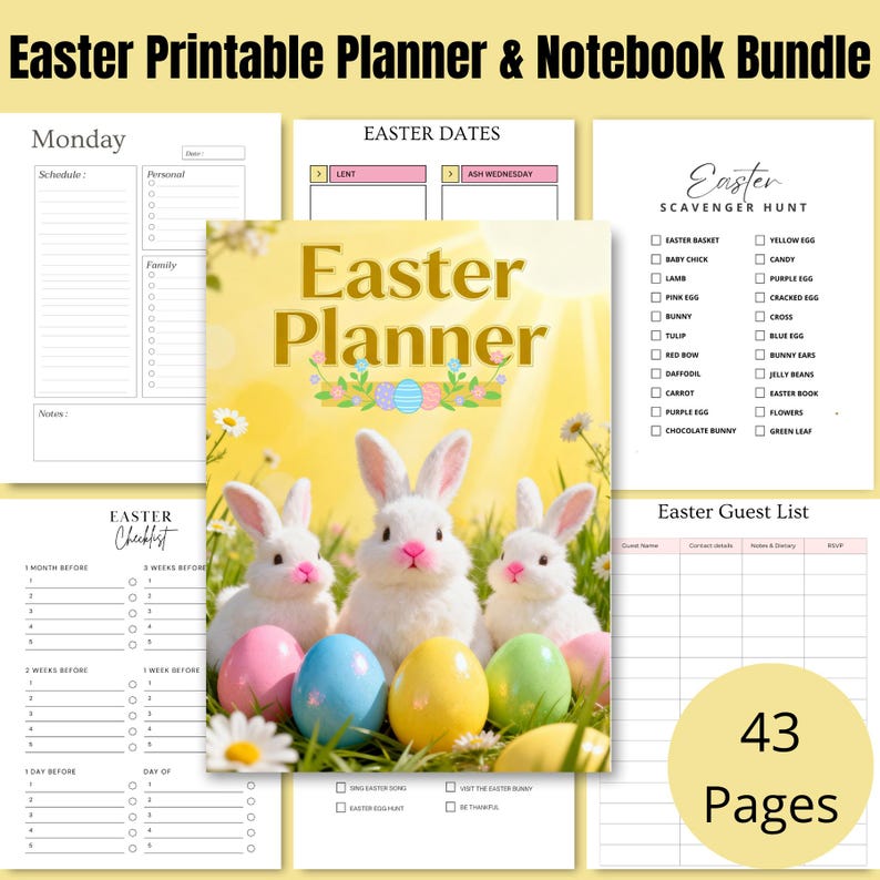 Easter Planner Printable Bundle-easter Eggs Hunt & Notebook-spring ...