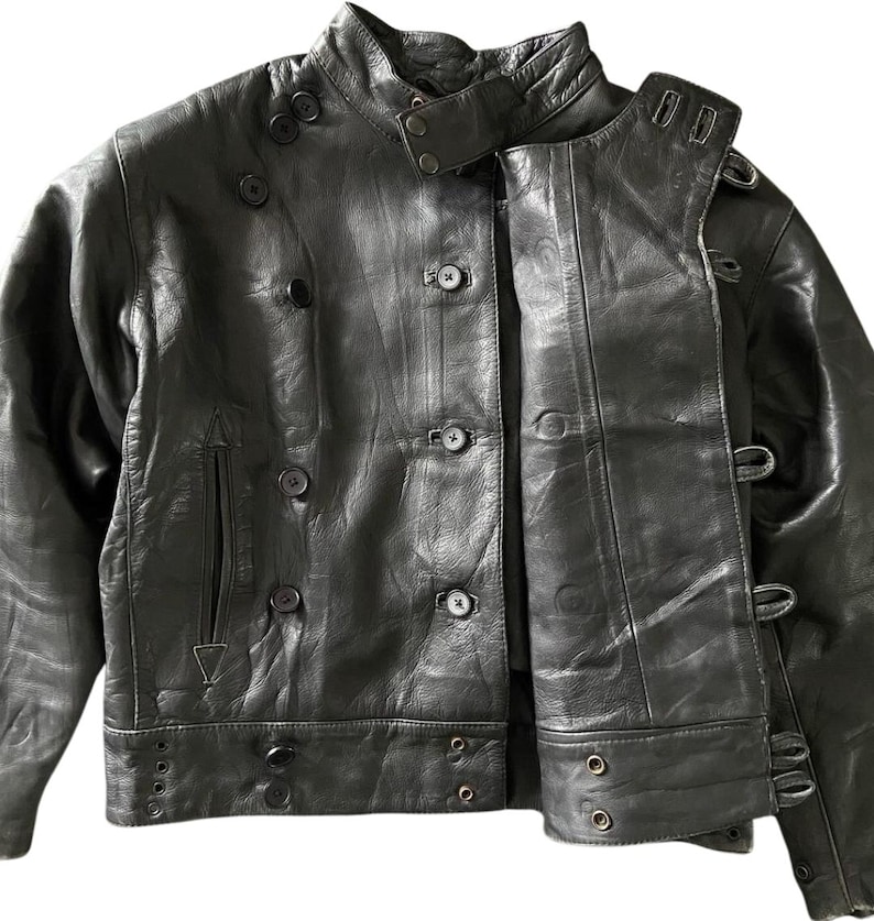 Vintage Swedish Military Leather Motorcycle Jacket – Asymmetrical Moto ...