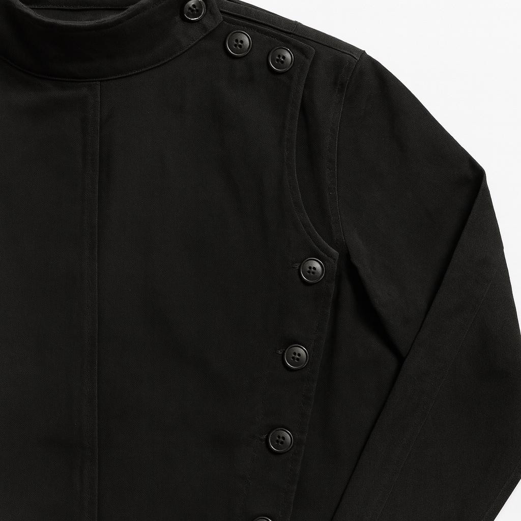 Vintage Black Cotton Fencing Jacket Men’s – Asymmetrical Button-up ...