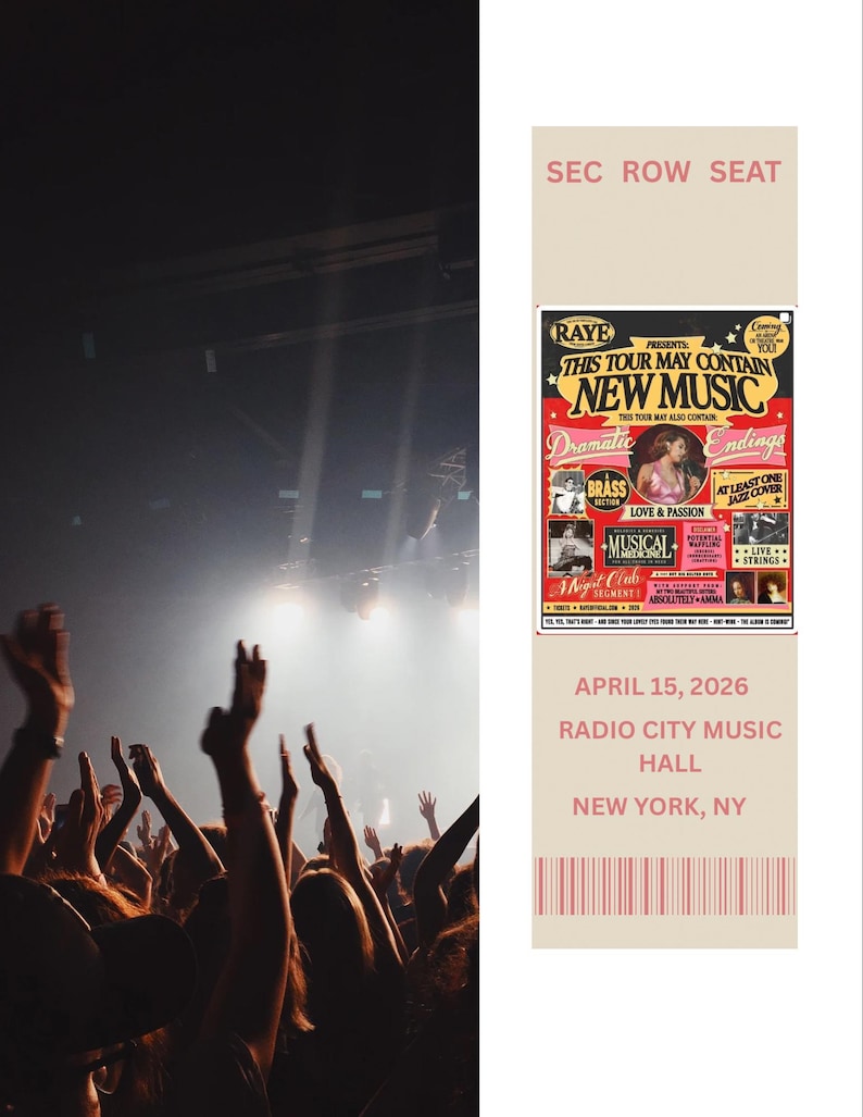 Digital Download Raye This Tour May Contain New Music Tour Concert ...