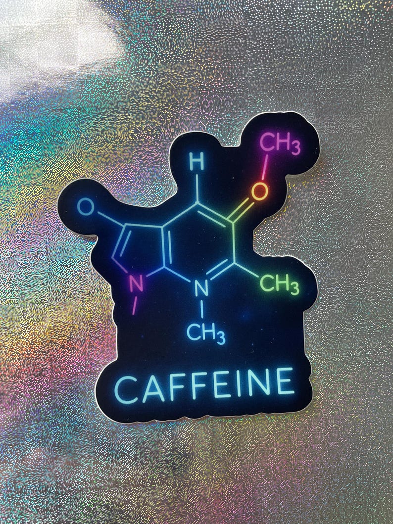 Caffeine Molecule Sticker: Glowing Neon Rainbow Science Vinyl - Etsy