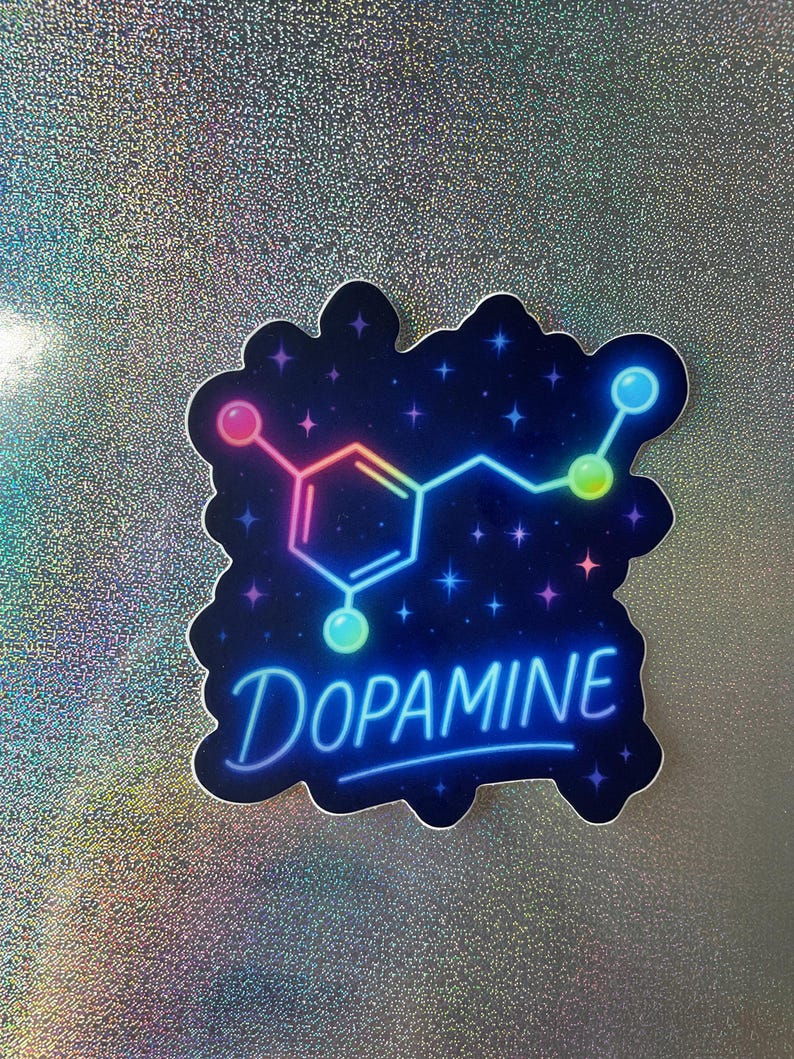 Dopamine Molecule Sticker – Glowing Neon Vinyl | Cosmic Chemistry ...