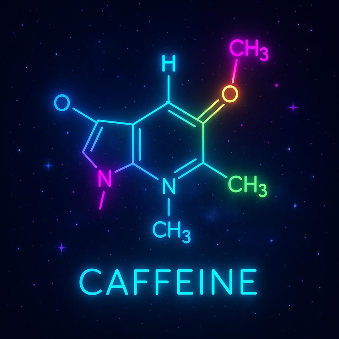 Caffeine Molecule Sticker: Glowing Neon Rainbow Science Vinyl - Etsy
