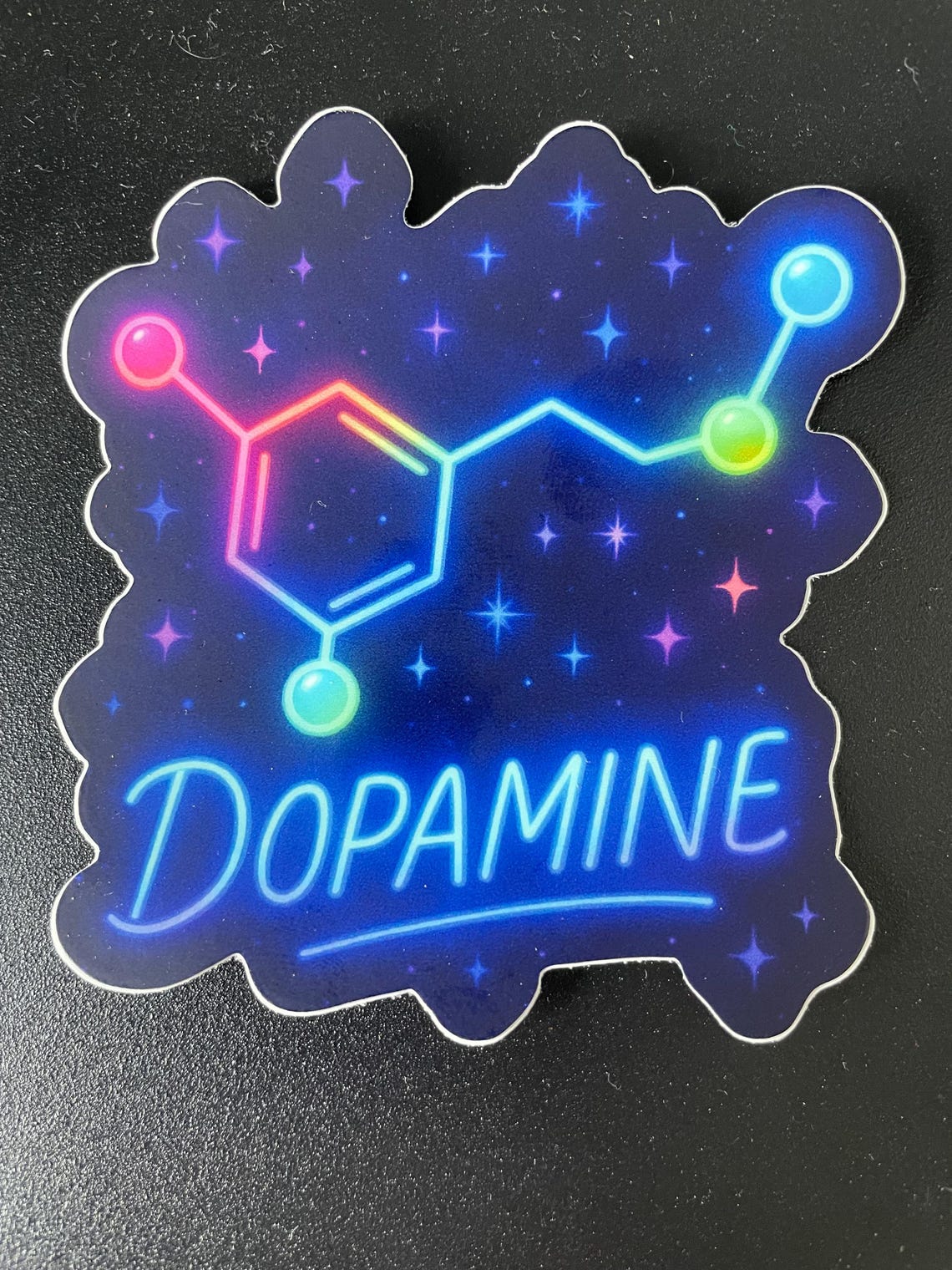 Dopamine Molecule Sticker: Neon Rainbow, Cosmic Vinyl - Etsy