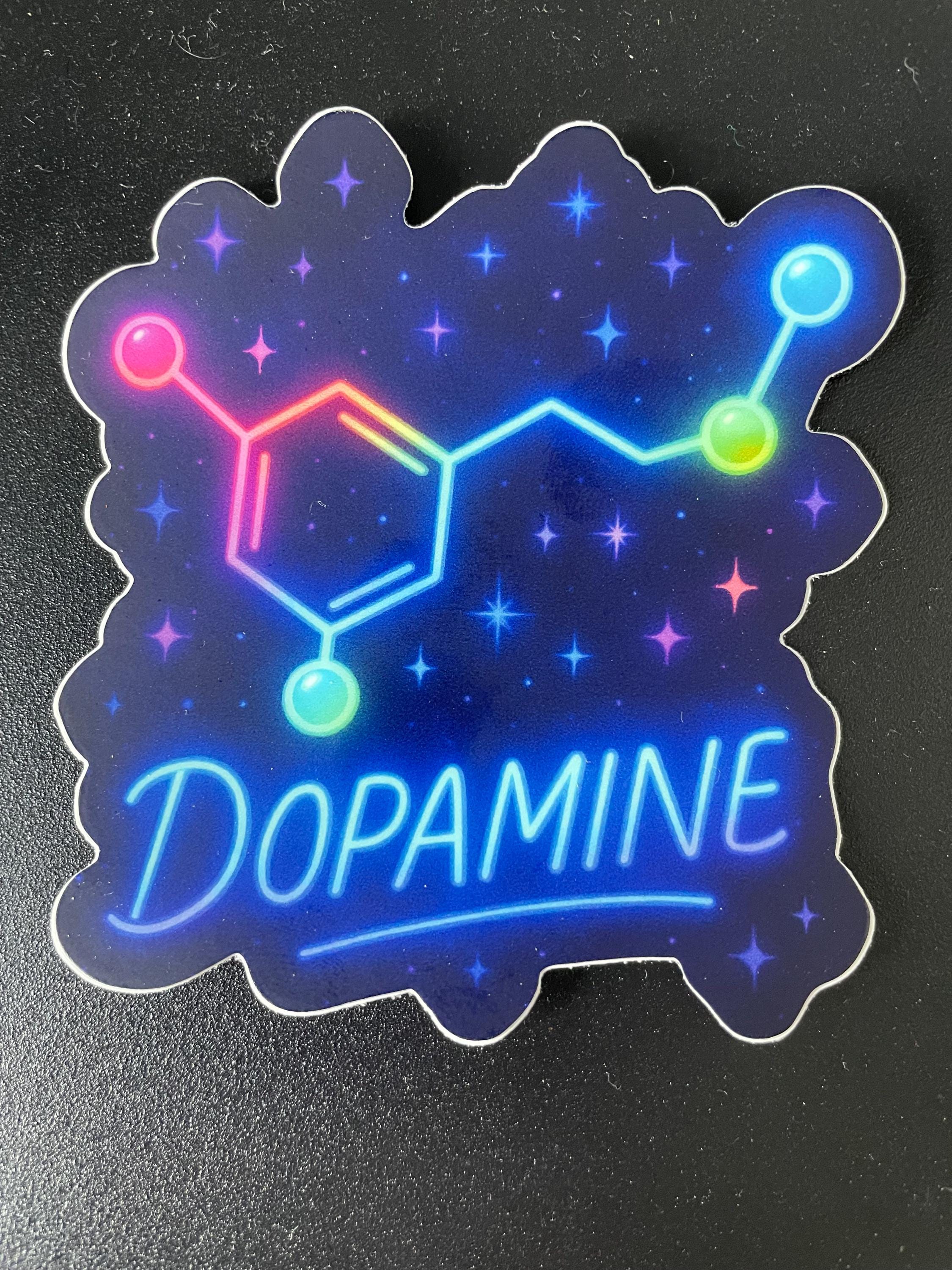Dopamine Molecule Sticker – Glowing Neon Vinyl | Cosmic Chemistry ...