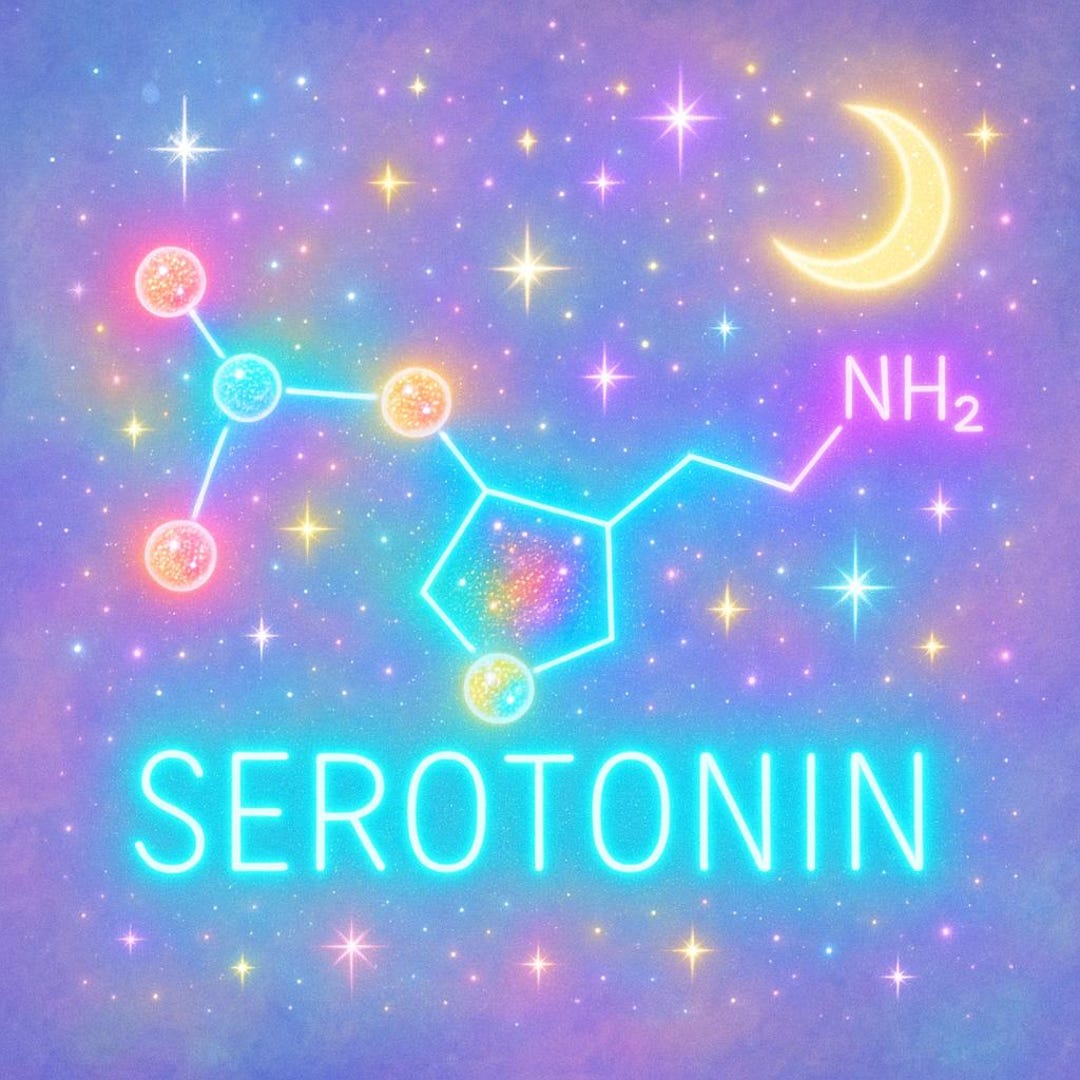Serotonin Molecule Sticker – Glowing Neon Pastel Vinyl | Cosmic Mental Health Sticker | Vinyl ...