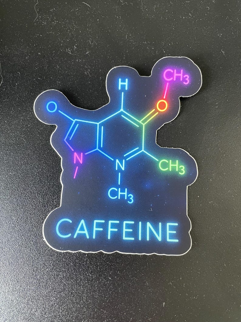 Caffeine Molecule Sticker: Glowing Neon Rainbow Science Vinyl - Etsy