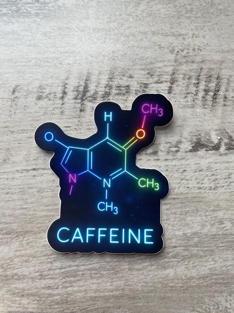 Caffeine Molecule Sticker: Glowing Neon Rainbow Science Vinyl - Etsy