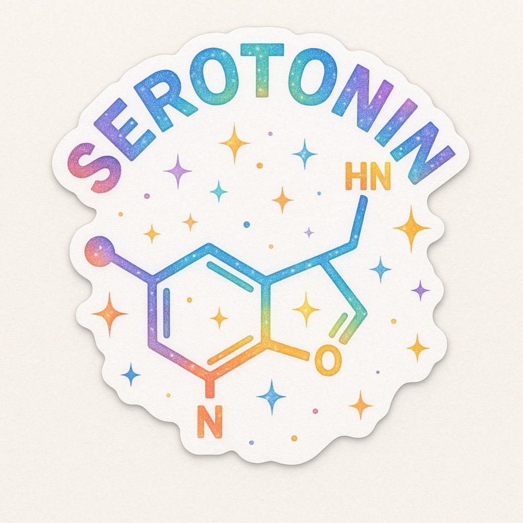 Serotonin Molecule Sticker- Vinyl Sticker, Rainbow Sticker, Water Color Sticker, Water Bottle ...