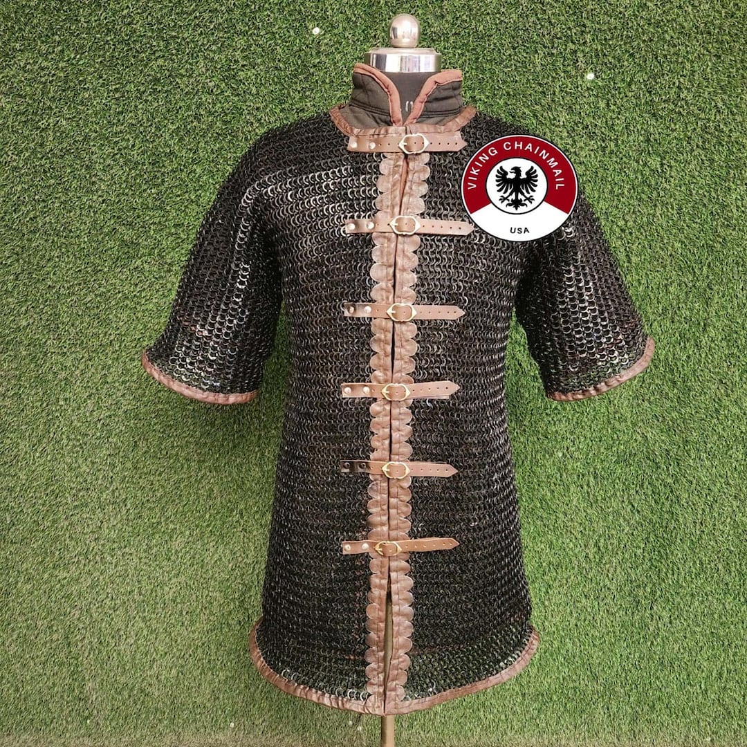 Medieval Chainmail Shirt – Black Aluminium, 10mm 16 Gauge Riveted Rings ...