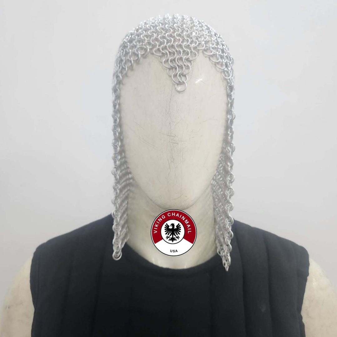 Alimnium Chain Mail Coif With Cotton Gambeson, Aluminum 10MM Butted ...