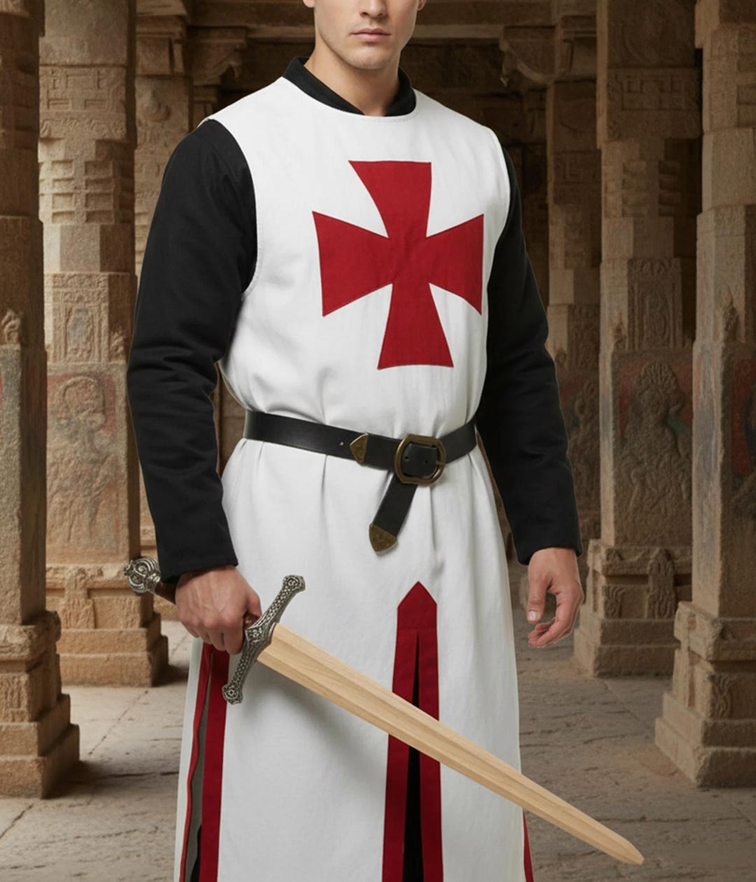 Templar Knight Tunic Medieval Cotton Crusader Cosplay Tunic Reenactment ...