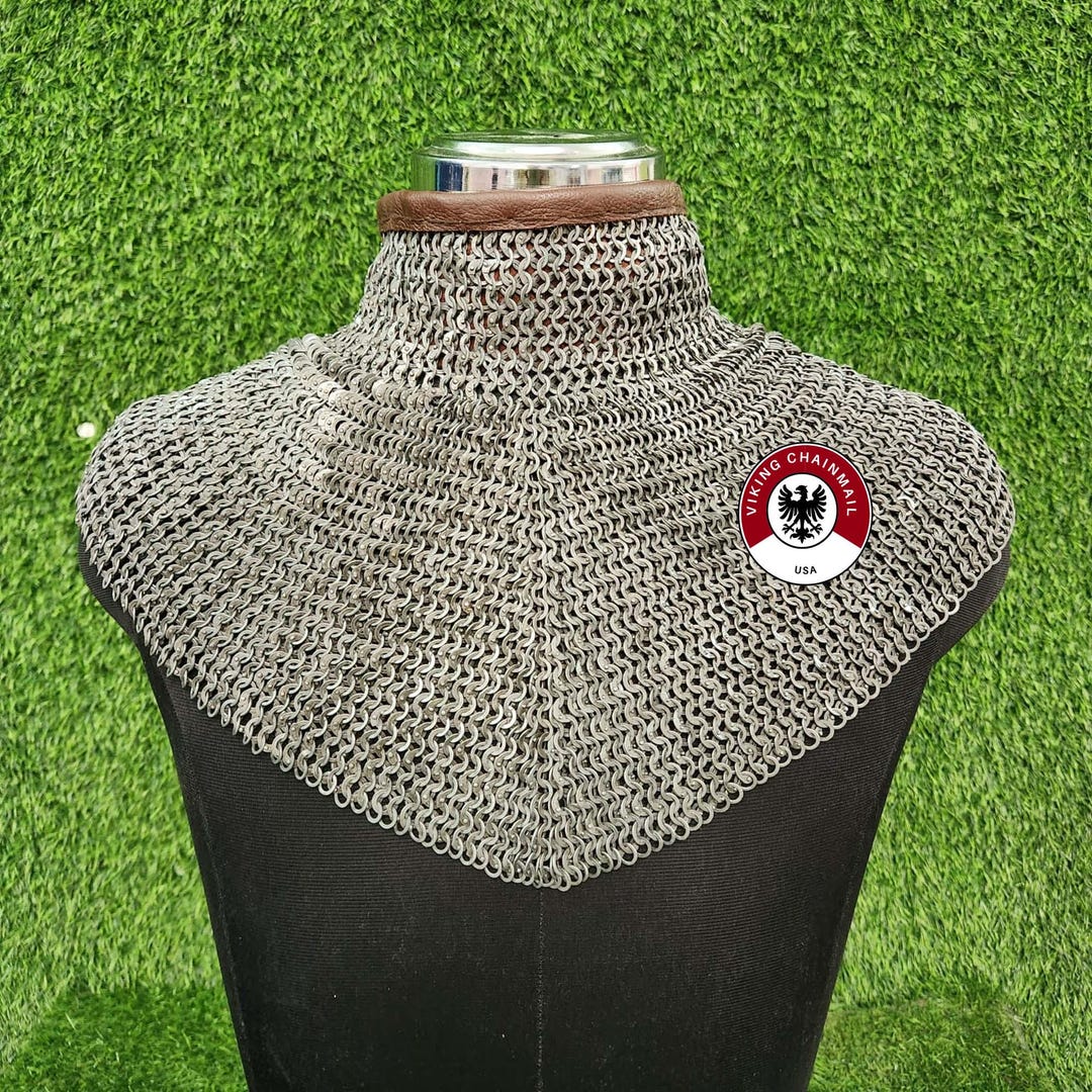 Medieval Chainmail Collar | Flat Ring Riveted Gorget - Medieval ...