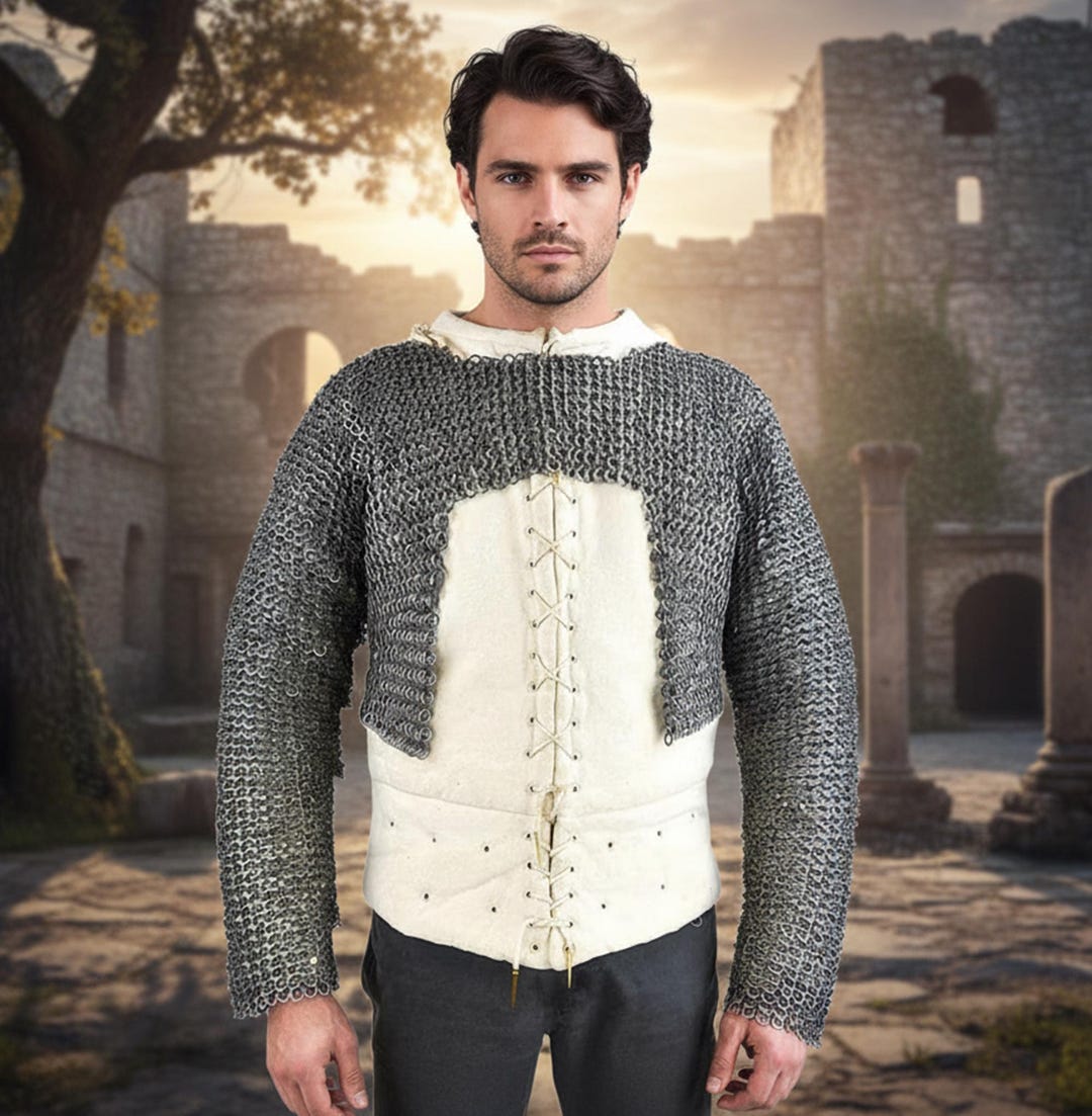 Medieval Chainmail Shirt: Steel Flat Ring Riveted Sleeve Armor - Etsy