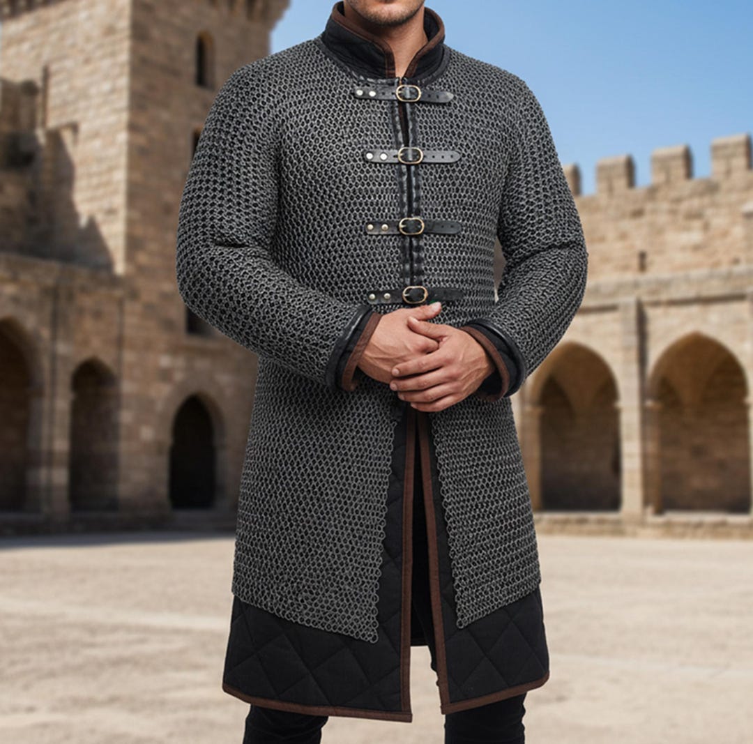 Dark Gray Aluminum Chainmail Shirt Hauberk – Flat Riveted Rings With ...