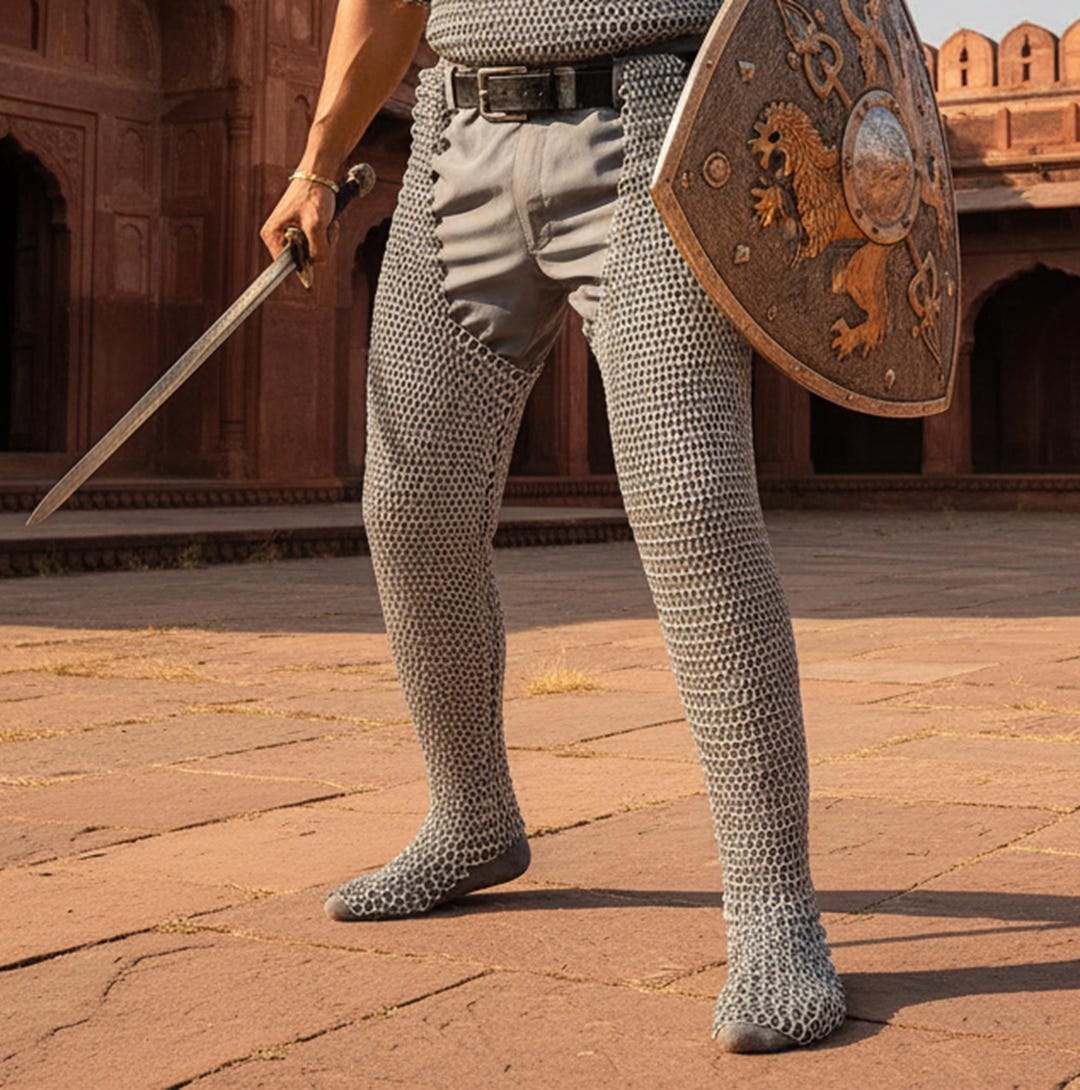 Chainmail Chausses Aluminum – Medieval Leg Armor Round Ring Riveted for ...