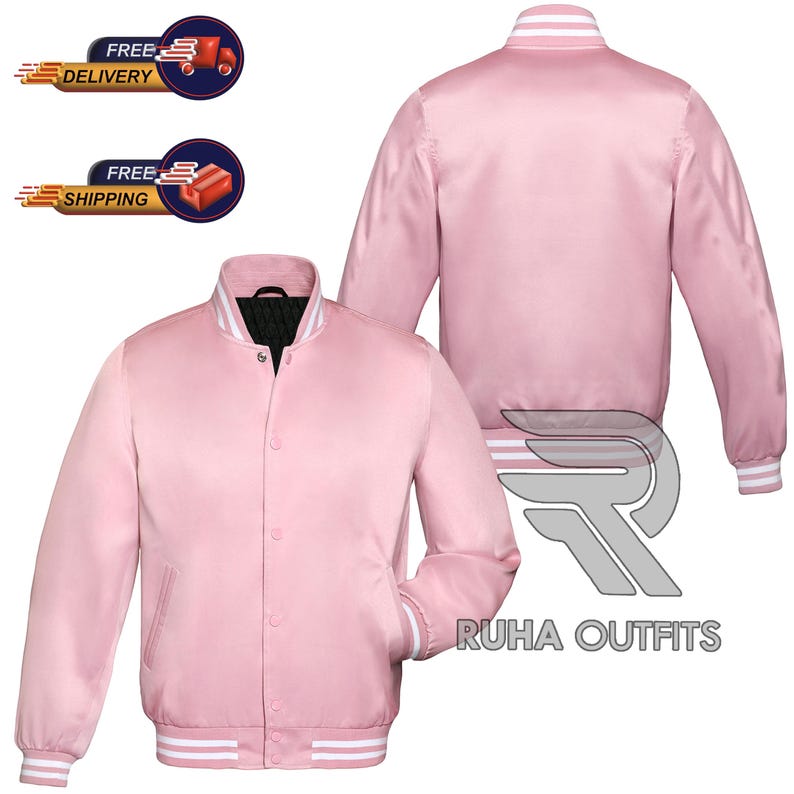 Blank Satin Varsity Jacket: Unisex Lightweight Bomber, Letterman Style ...